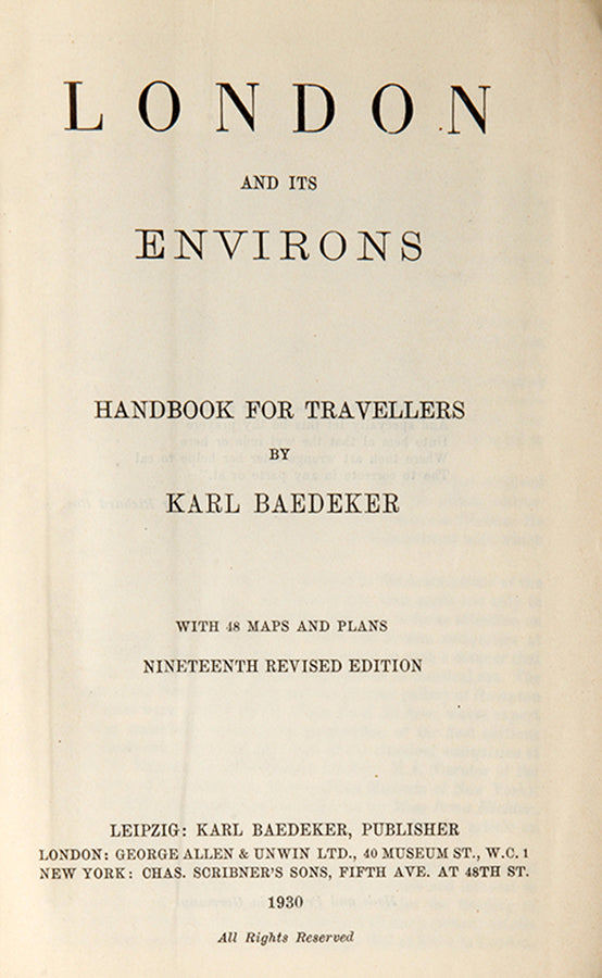 Karl Baedeker, Great Britain. London and its Environs, 1930 – Shapero ...